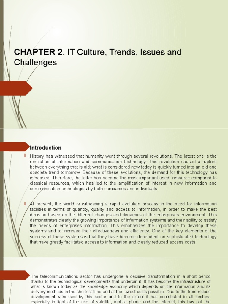 CHAPTER 2. IT Culture, Trends, Issues And: Challenges | PDF | Privacy | Automation