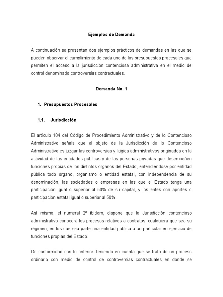 Ejemplos de Demanda | PDF | Jurisdicción | Demanda judicial