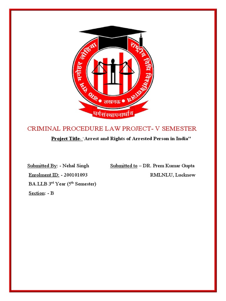 Criminal Procedure Law Project (200101093) | PDF | Arrest | Bail