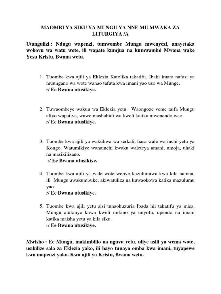 Maombezi Ya Siku Ya Mungu | PDF