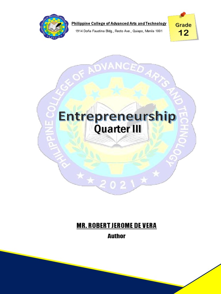 Entrepreneurship-3rd & 4th QTR Module | PDF | Entrepreneurship | Marketing