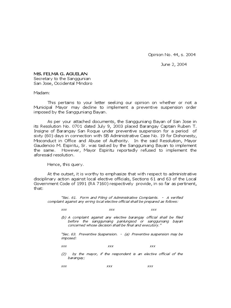 LCE Decline To Issue Preventive Suspension | Download Free PDF ...