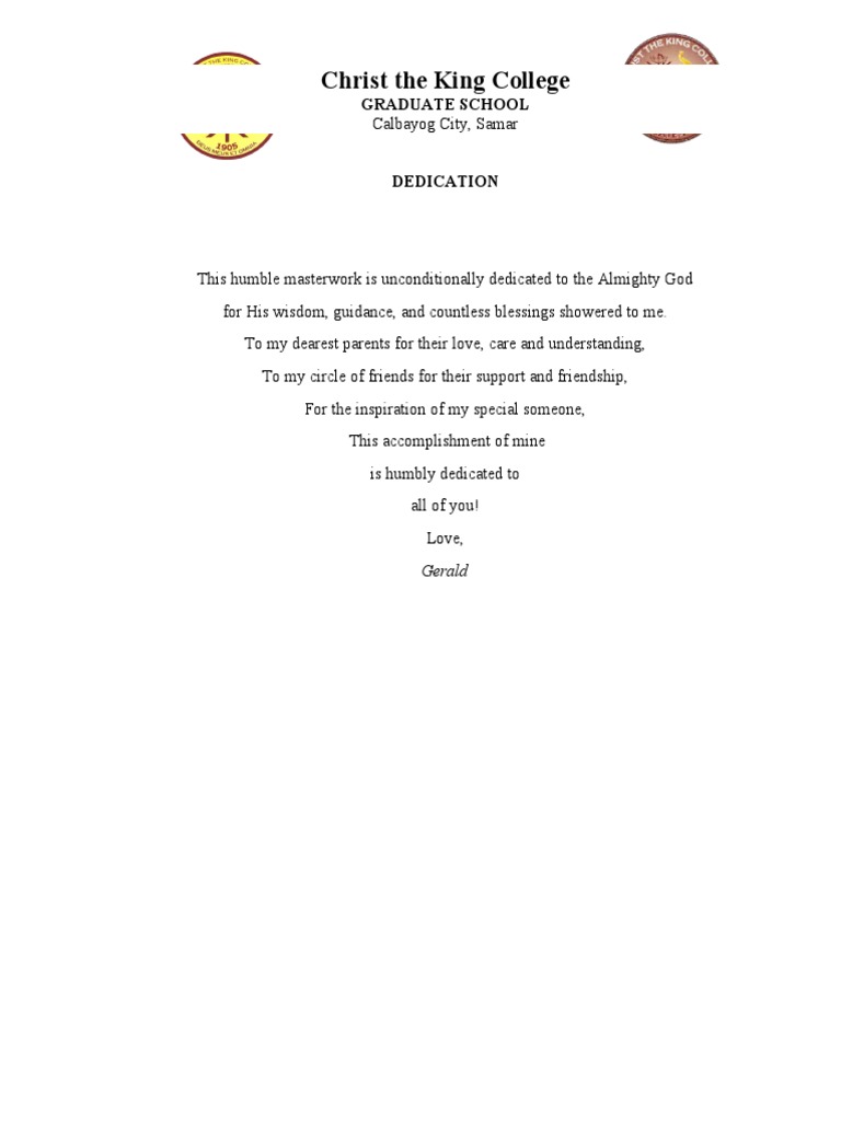 Thesis Dedication | PDF