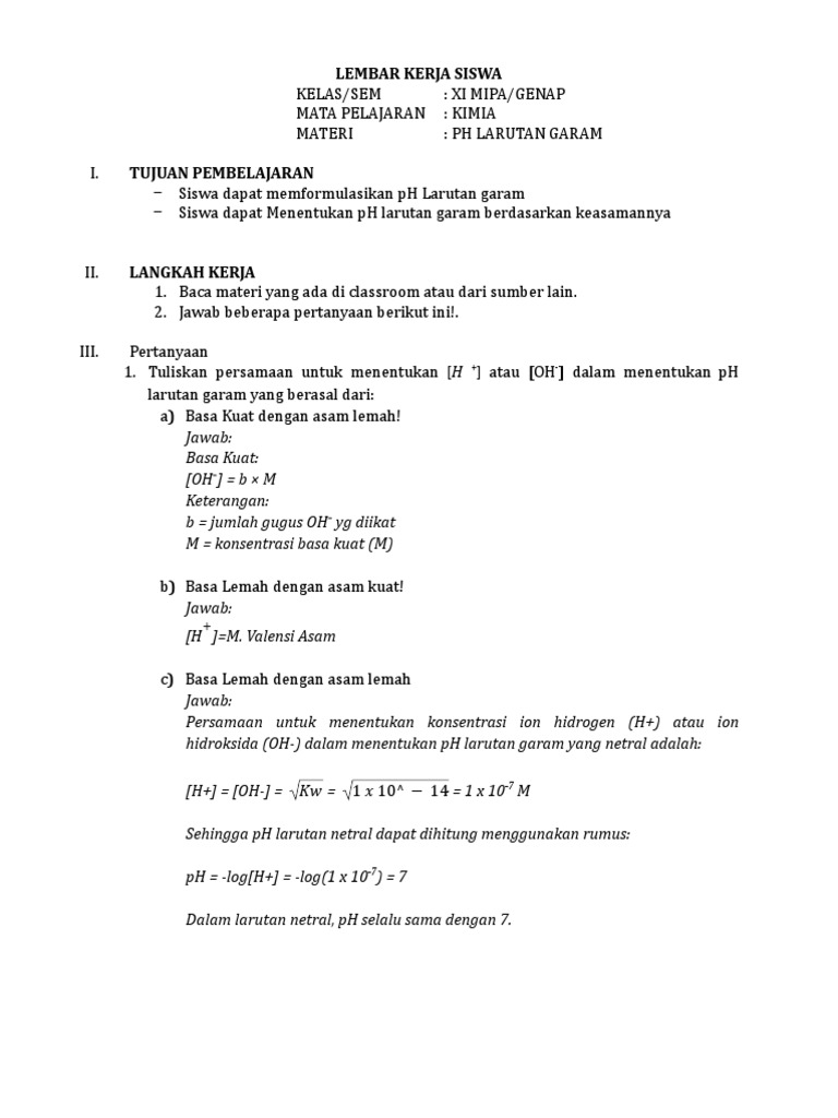 PH Larutan Garam-Tugas-1 | PDF