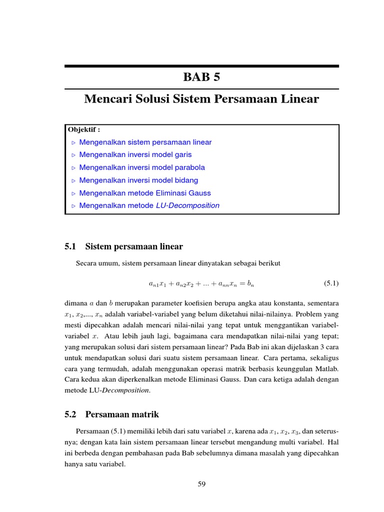 Mencari Solusi Persamaan Linear | PDF