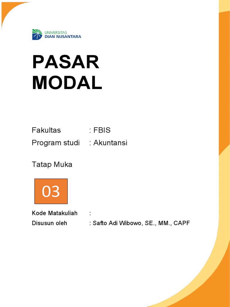 PASAR MODAL MODUL 3. Produk Pasar Modal (BAG 1) | PDF