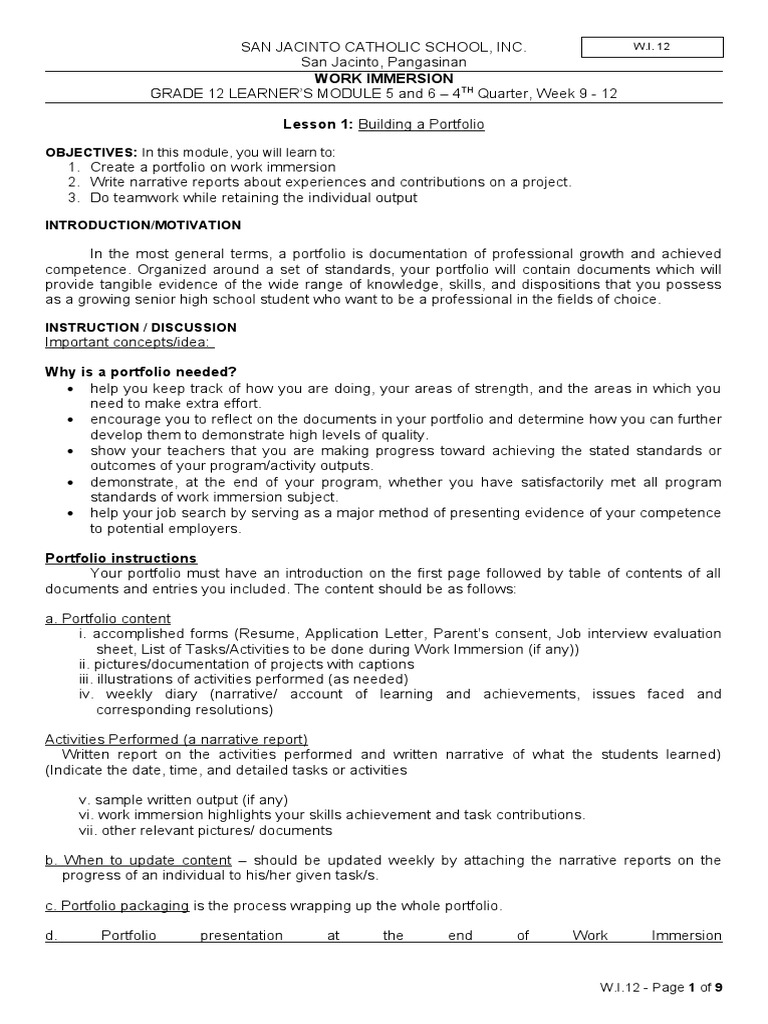 Work Immersion 12 Module 5 6 | PDF | Job Interview | Ellipsis