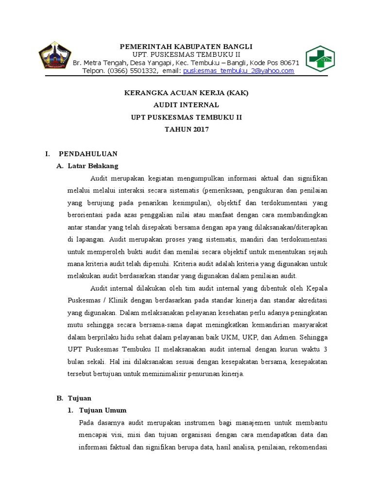 Kak Audit Internal PKM TBK Ii | PDF