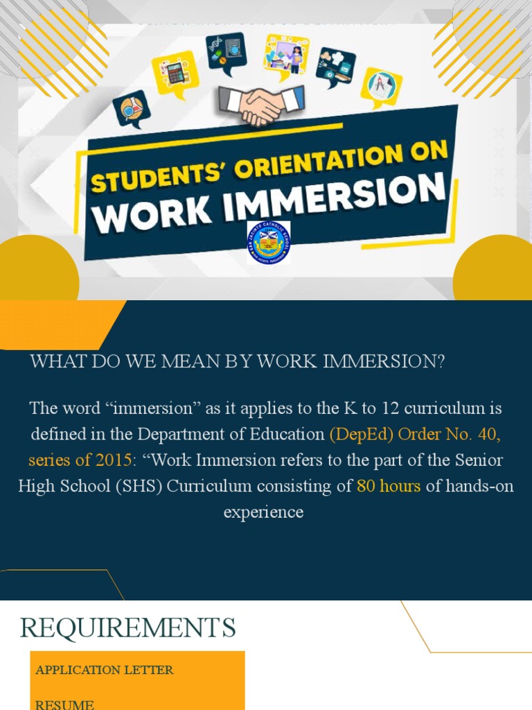 Work Immersion Guidelines & Rules | PDF | Career & Growth