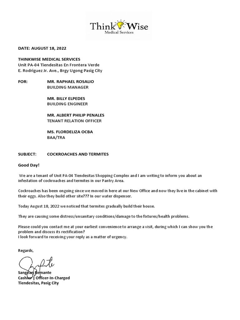 DATE: AUGUST 18, 2022 Thinkwise Medical Services | PDF