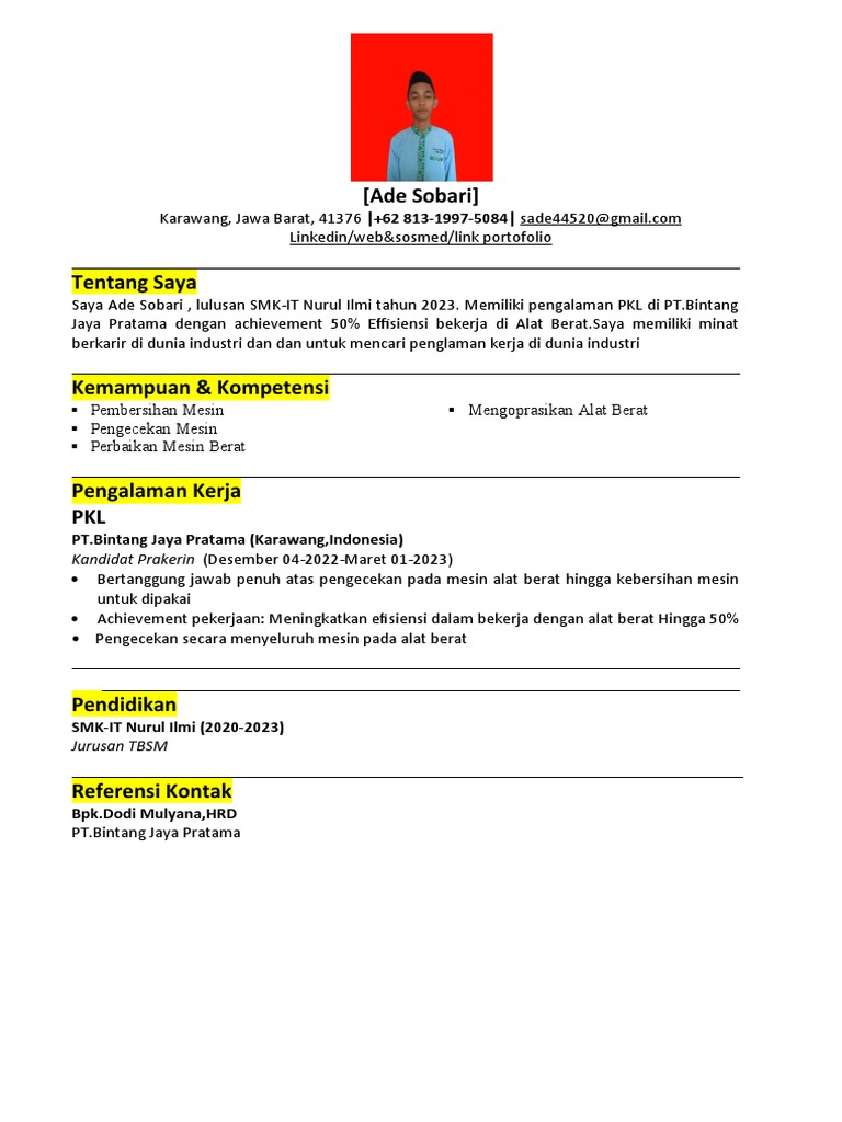 Contoh CV FIX-1 2 | PDF