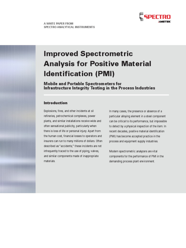 PMI SPectrometer | PDF | Stainless Steel | Steel