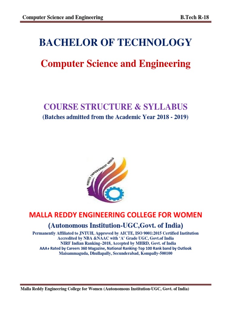 Bachelor of Technology: Computer Science and Engineering | PDF | Matrix (Mathematics ...
