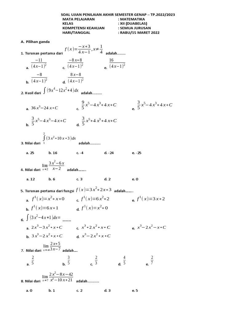 Matematika XII | PDF