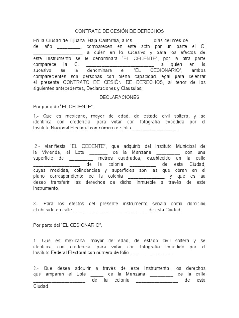 Contrato de Cesión de Derechos | PDF | Propiedad | Ley común
