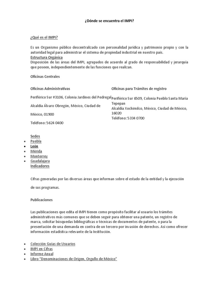 Impi e Indautor | PDF | México | Patentar