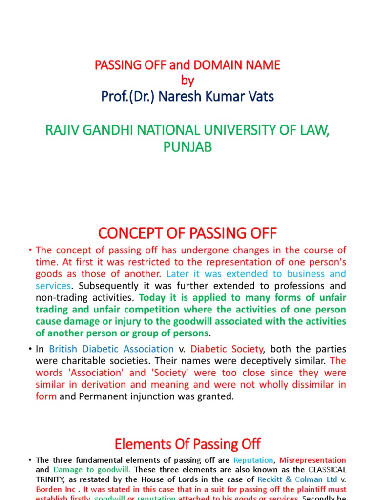 Passing Off in Domain Name Disputes | PDF | Trademark | Justice