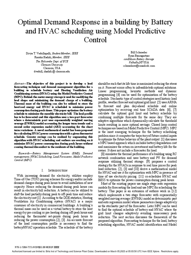 MPC Hvac | PDF | Mathematical Optimization | Forecasting