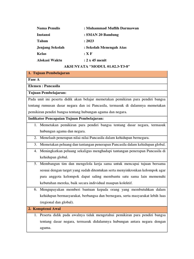 Aksi Nyata - Modul Ajar - Topik 3 | PDF