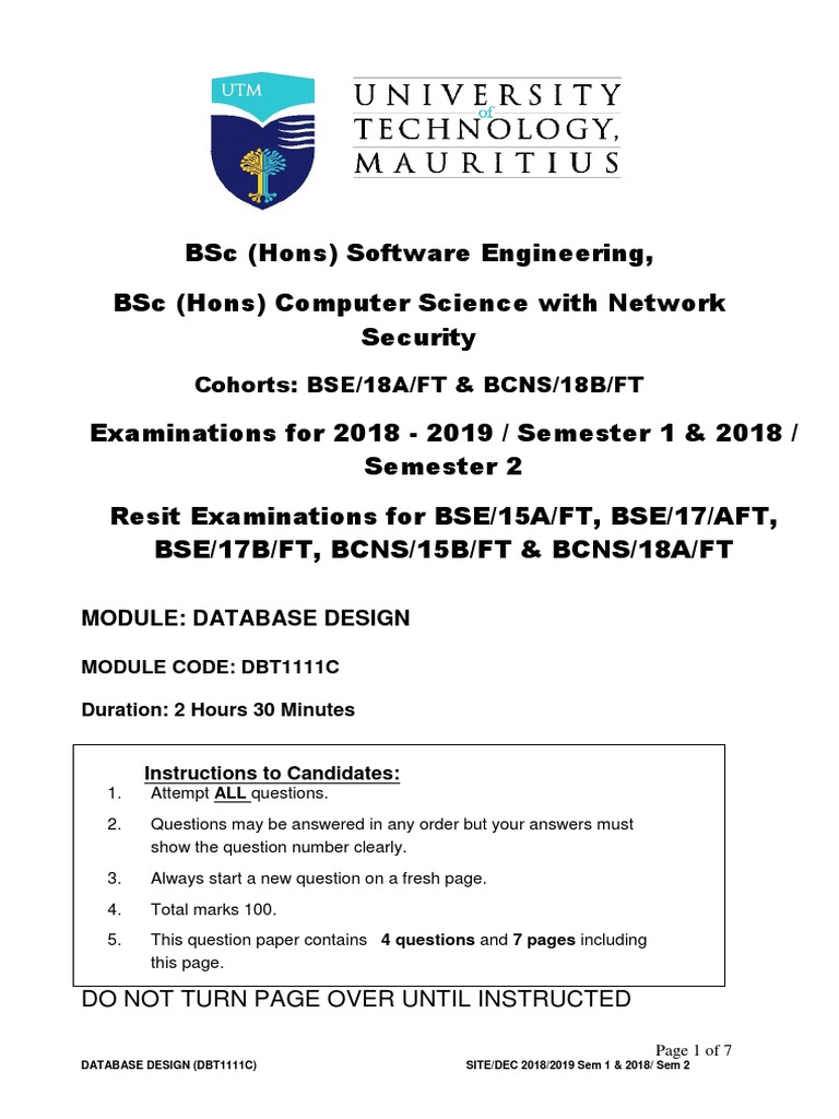 Database Design DBT1111C 5 | PDF | Relational Model | Databases