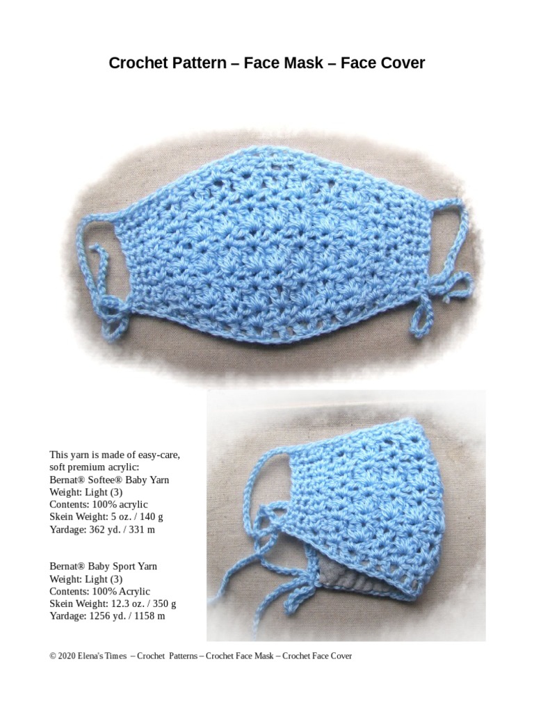 Crochet Pattern Face Mask Face Cover | Download Free PDF | Crochet | Yarn