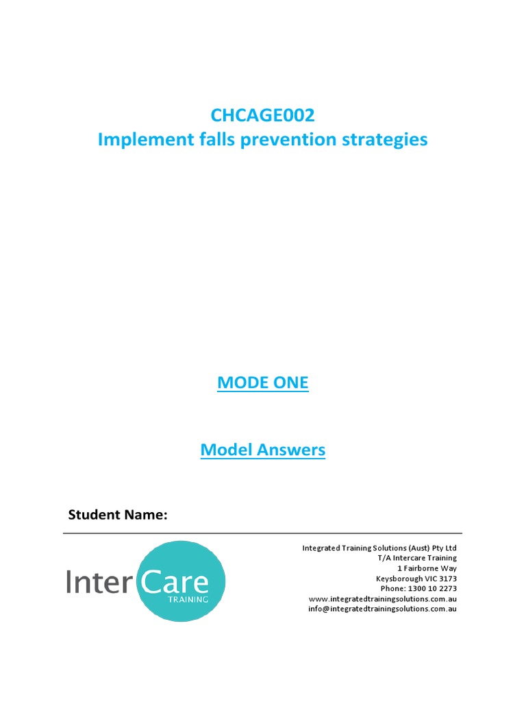 CHCAGE002 Implement Falls Prevention Strategies: Mode One | PDF ...