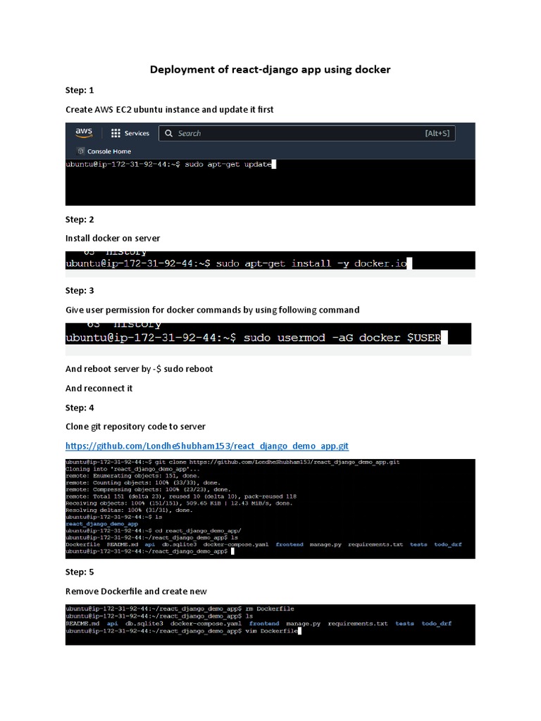 Deploy React Django App Using Docker | PDF Deploy React Django App Using Docker | PDF