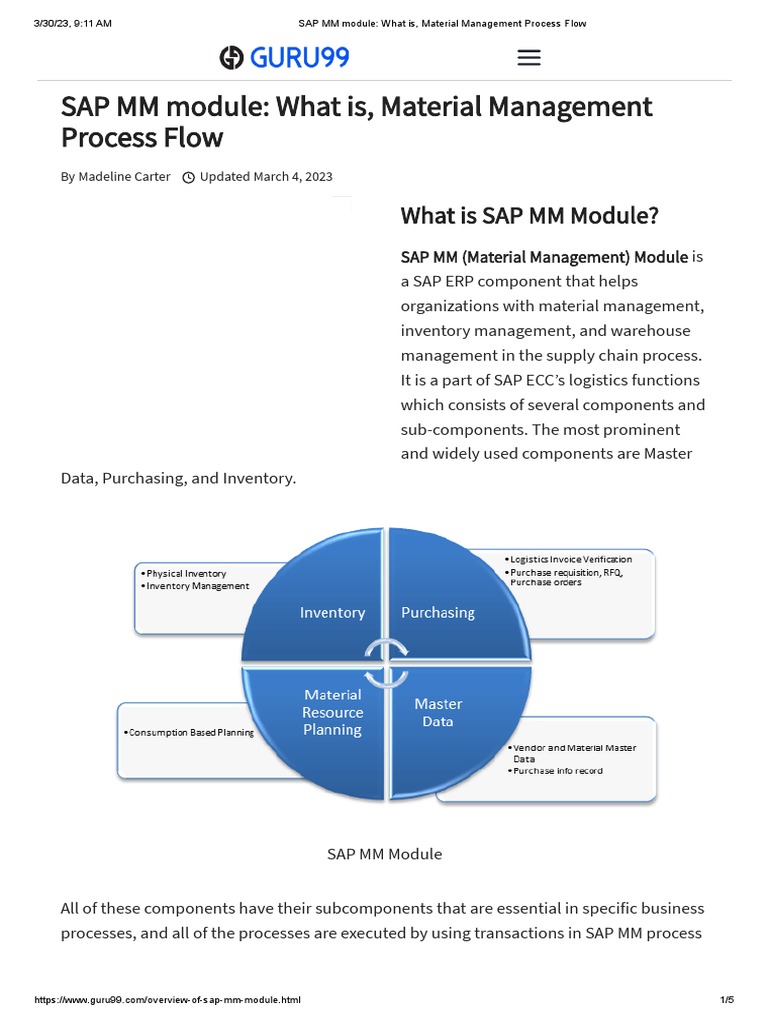 SAP MM Module - What Is, Material Management Process Flow | PDF ...