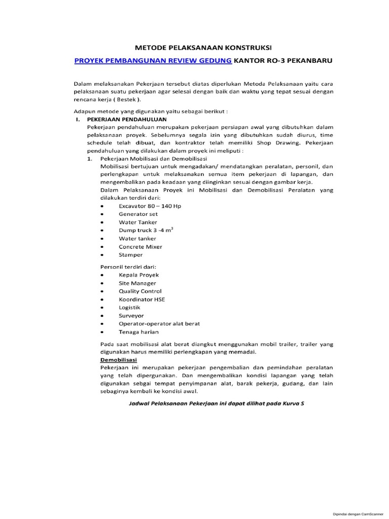METODE_PELAKSANAAN_KONSTRUKSI_PROYEK_PEM (1) | PDF