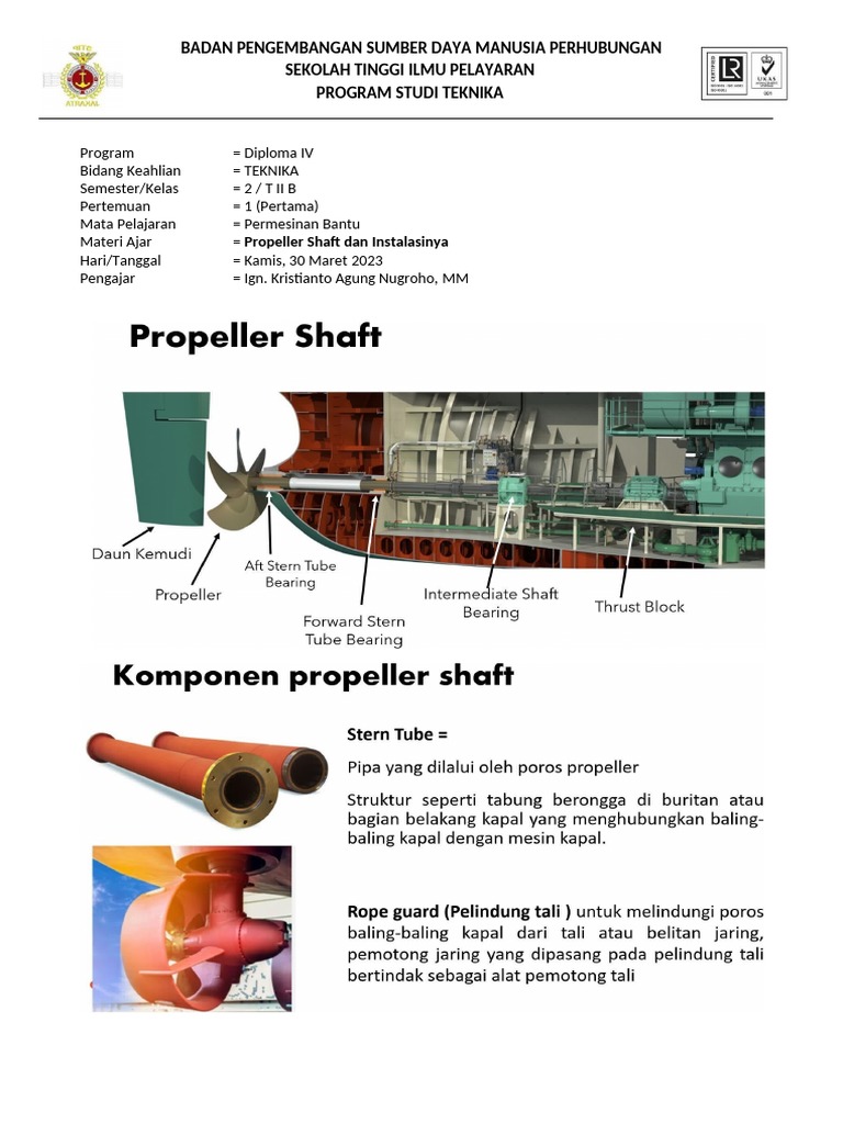 Sesi 1 Materi Propeller Shaft Dan Instalasinya | PDF