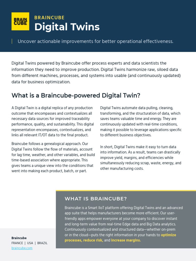 Digital Twins: What Is A Braincube-Powered Digital Twin? | PDF | Analytics | Data