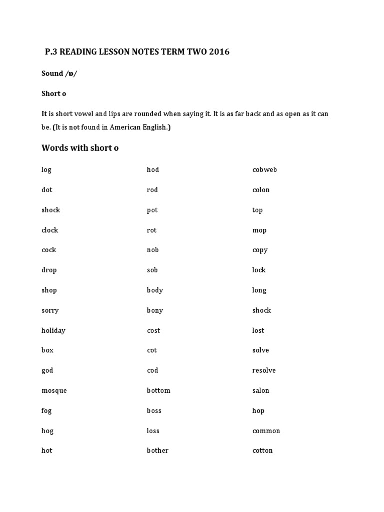P.3 Reading Lesson Notes | PDF | Phonetics