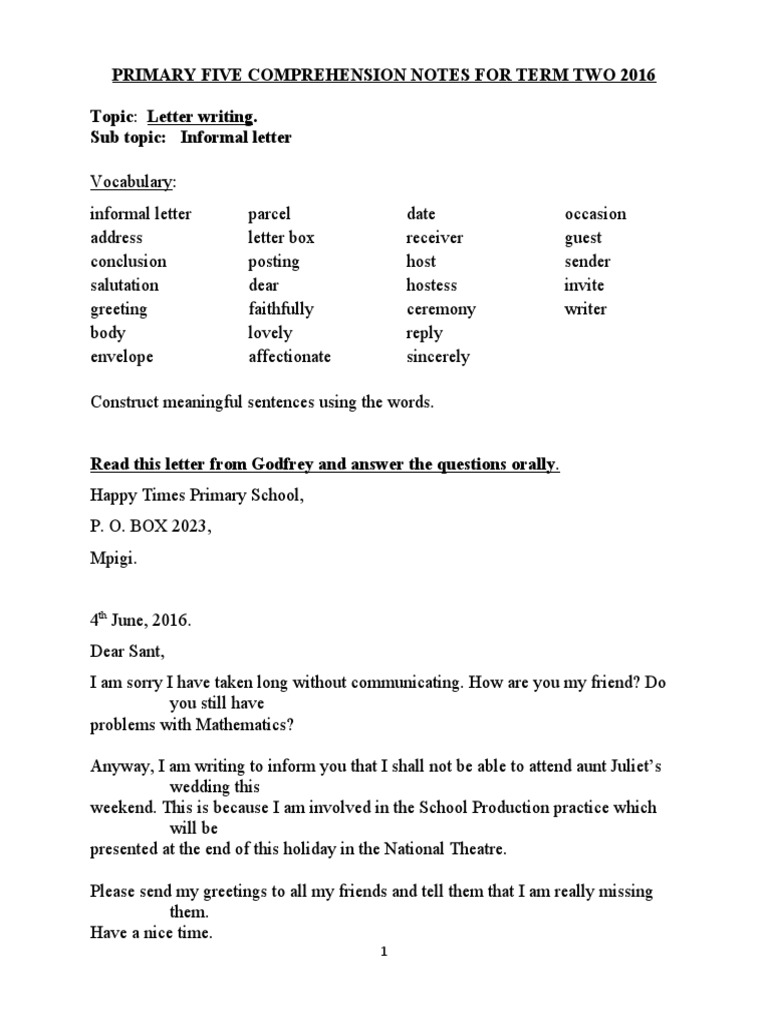 P.5 Comprehension Notes | PDF | Uganda | United States Postal Service