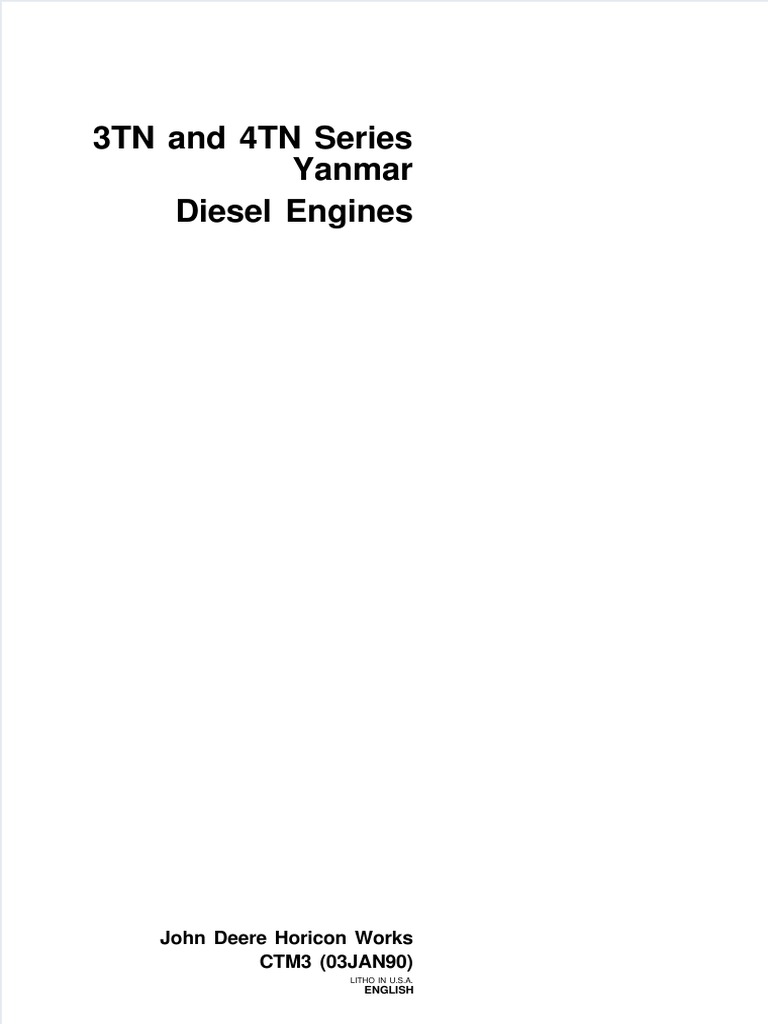 Yanmar John Deere Engine 3tn 4tn Service Manual ctm3 | PDF | Mechanical ...
