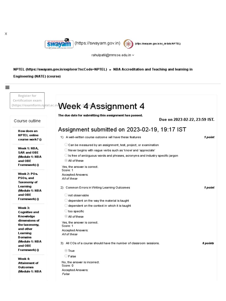 Week 4 - Assignment With Ans | PDF | Learning | Knowledge