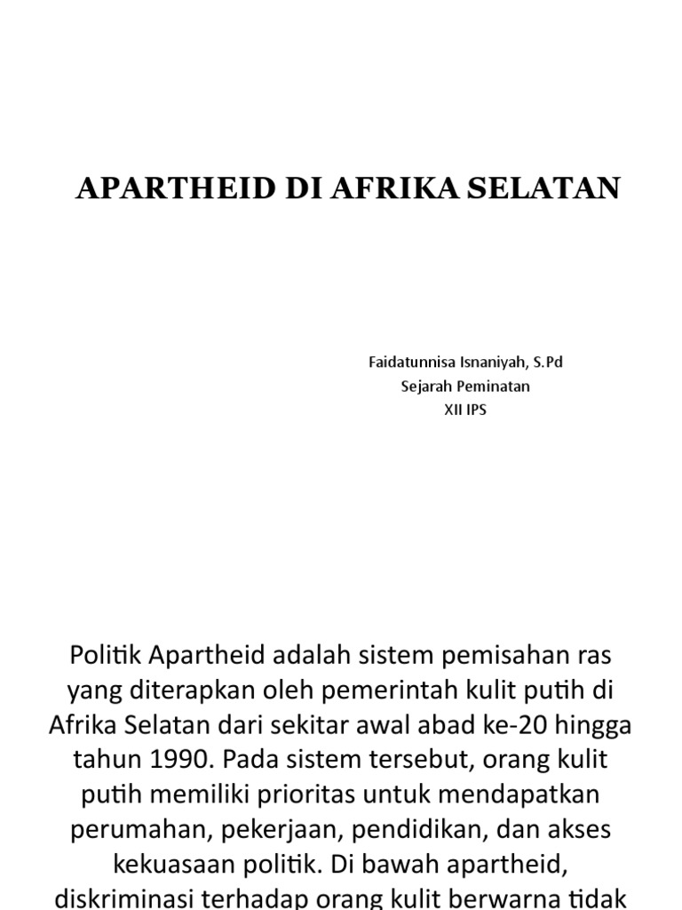 Apartheid Di Afrika Selatan | PDF