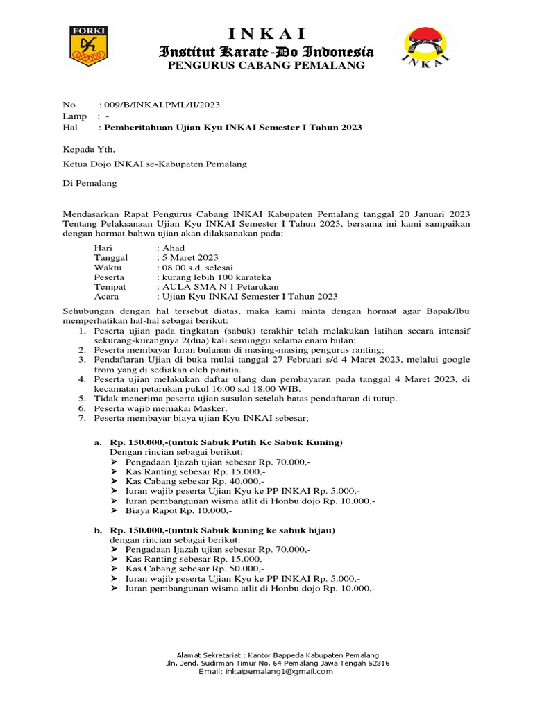 Ujian Karate INKAI | PDF
