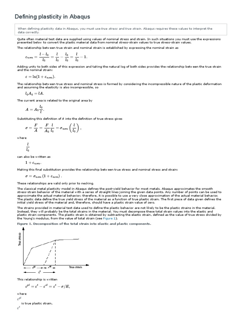 Defining Plasticity in Abaqus | PDF | Deformation (Engineering) | Plasticity (Physics)