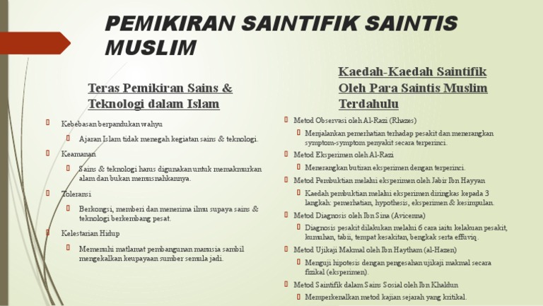 Pemikiran Saintifik Saintis Muslim | PDF