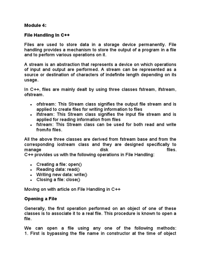 Module 4 C++ | PDF | Computer File | C++