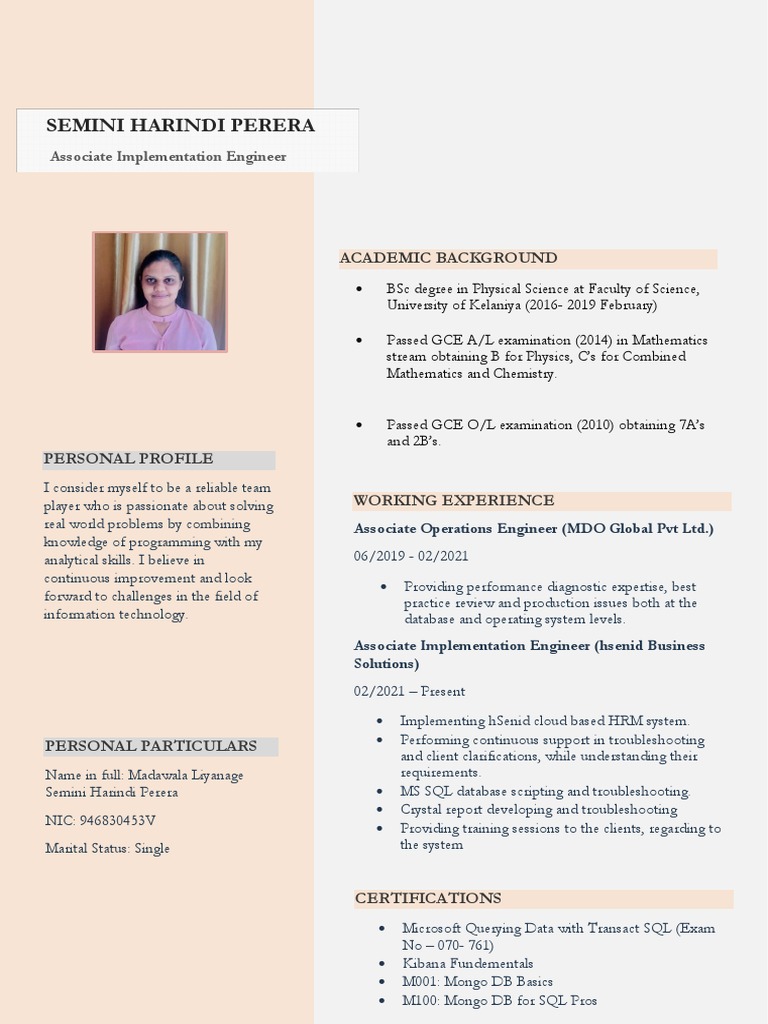 Semini Perera | Download Free PDF | Engineer | Databases