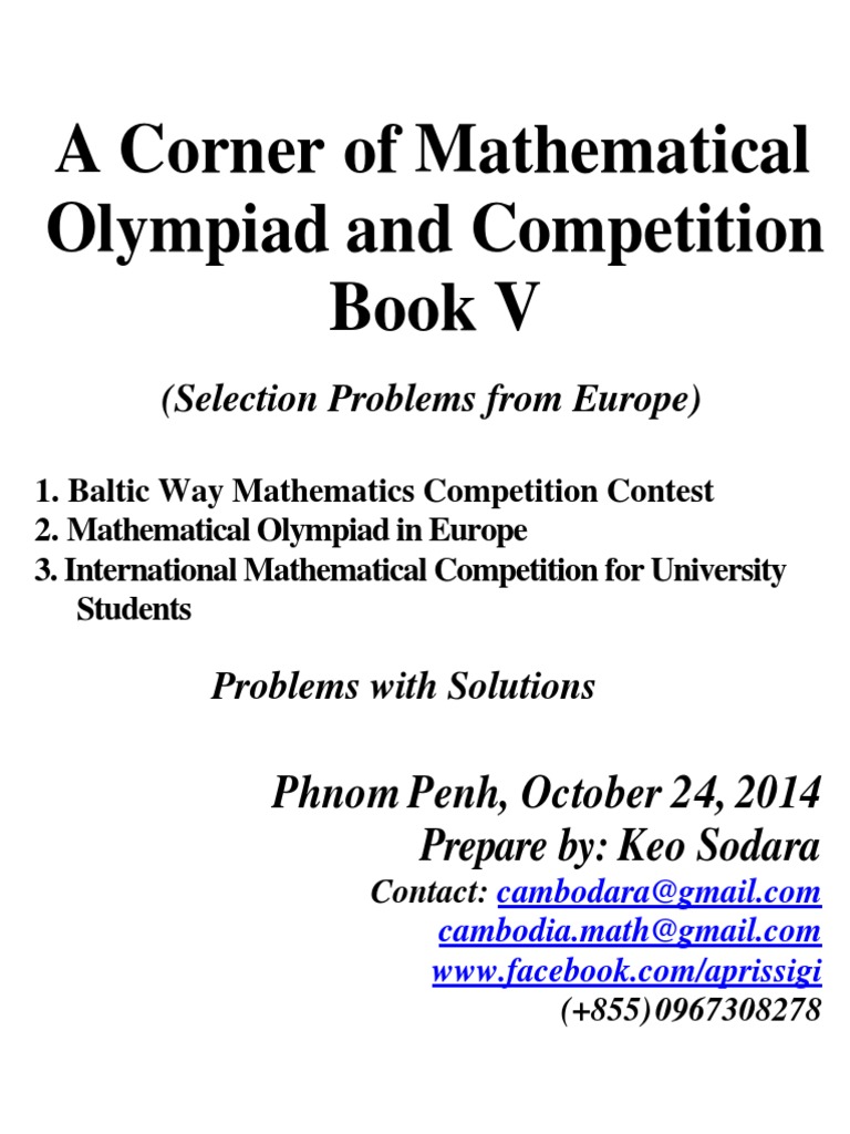 A Corner of Mathematical Olympiad and Competition Book V: (Selection ...