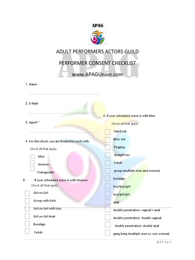 ADULT PERFORMERS ACTORS GUILD Consent List Final Draft | PDF