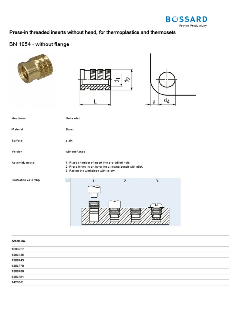 Brass Press Inserts for Plastics | PDF | Technology & Engineering