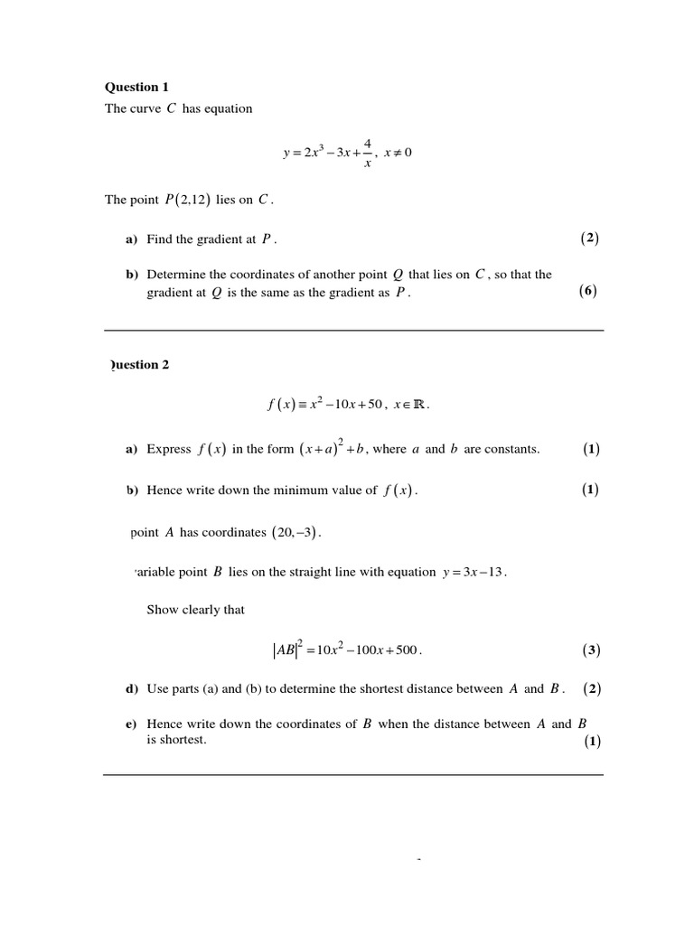 p1 Mock | PDF | Equations | Cartesian Coordinate System