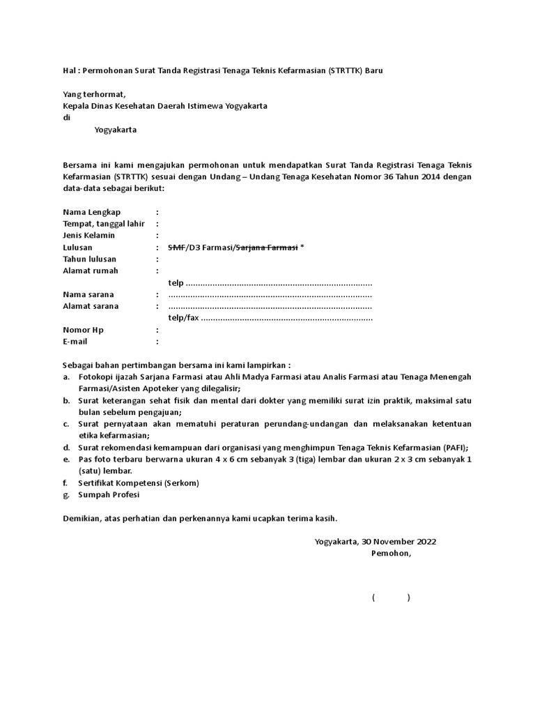 Form Permohonan STR-TTK Baru | PDF