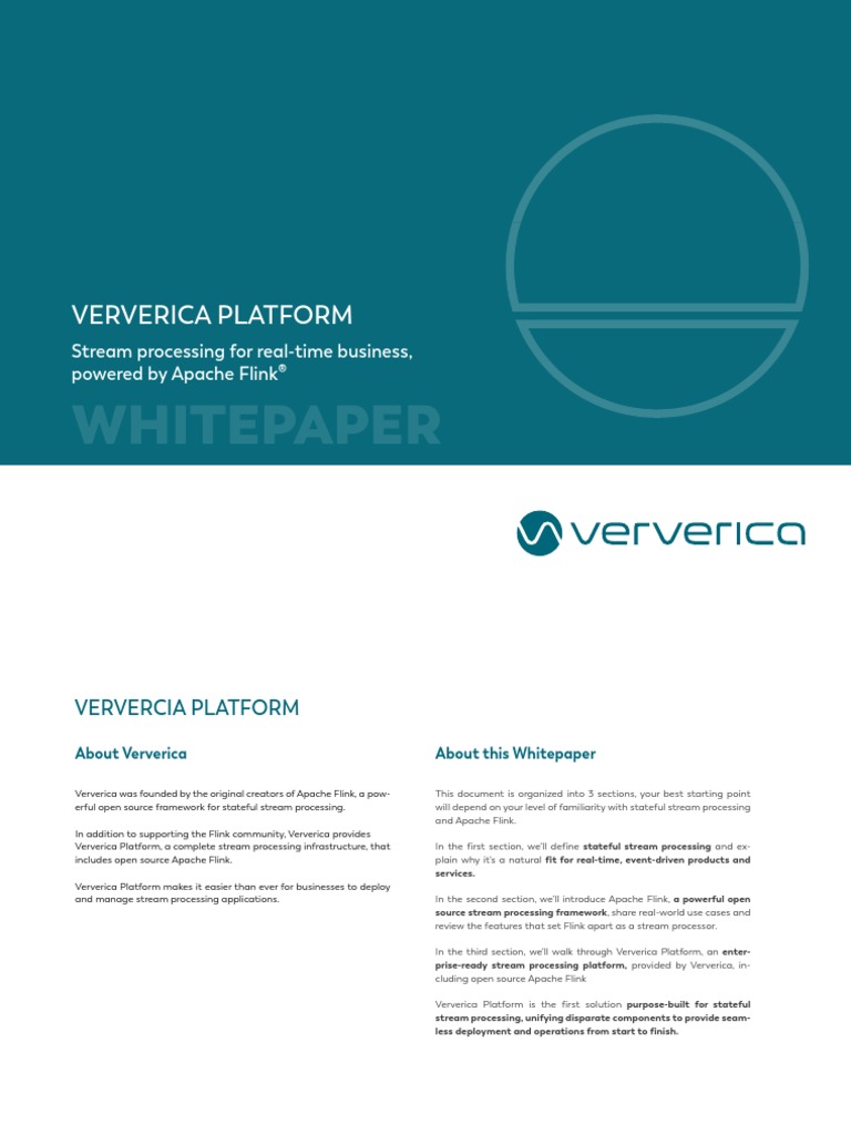 Ververica Platform Whitepaper Stream Processing For Real-Time Business, Powered by Apache Flink ...
