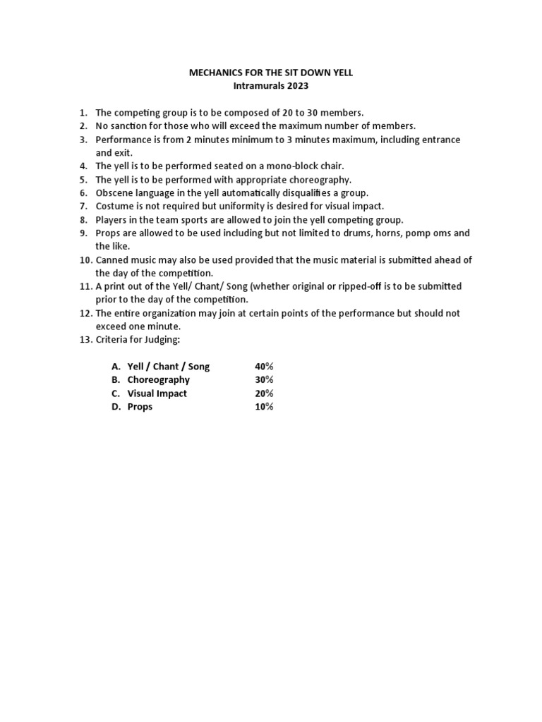 Mechanics For The Sit Down Yell | PDF
