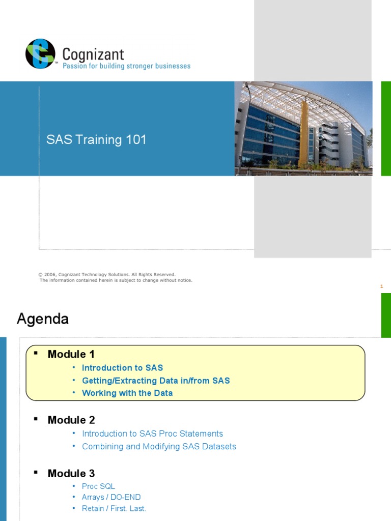 SAS Training - 101 | PDF | Sas (Software) | Array Data Type