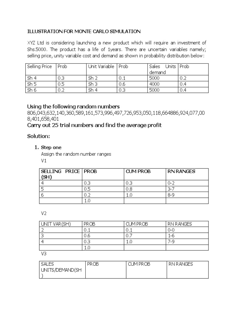 Illustration For Monte Carlo Simulation | PDF | Market (Economics) | Economies